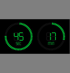 Stopwatch digital green countdown timer Royalty Free Vector