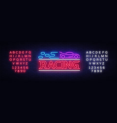 Drag racing neon sign racing design Royalty Free Vector