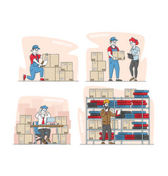 Inventory management with goods demand and stock Vector Image