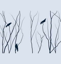 Flock of flying birds on tree branch tree Vector Image