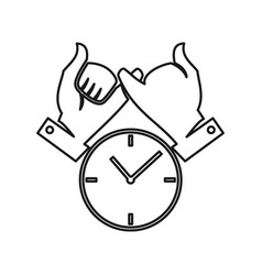 Stopwatch hand commitment teamwork together Vector Image