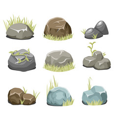 Set of rocks isolated on white Royalty Free Vector Image