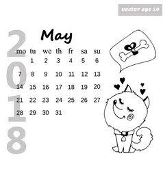 May 2019 wall calendar doodle style Royalty Free Vector