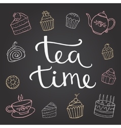 Black and white tea time pattern Royalty Free Vector Image