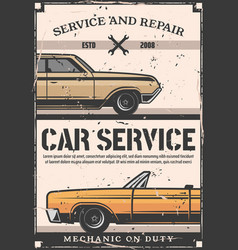 Car service auto mechanic and parts retro posters Vector Image