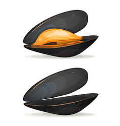 Mussels 3d icon seafood realism style Royalty Free Vector