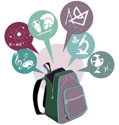 School backpack and symbols subjects Royalty Free Vector