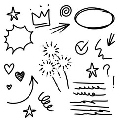 Hand drawn set abstract doodle elements Royalty Free Vector