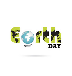 Green happy earth day typographical design Vector Image