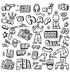 Raphip hop symbols - doodles set Royalty Free Vector Image