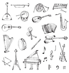 Retro musical instruments set realistic design Vector Image