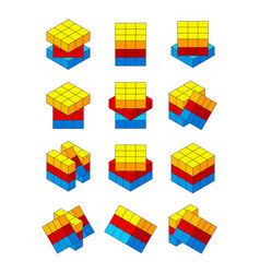 Rubiks cube various positions isometric rubiks Vector Image