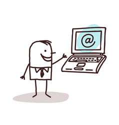 Cartoon man or businessman watching computer Vector Image