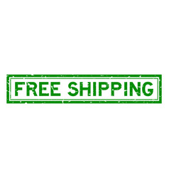 Grunge green free shipping word square rubber Vector Image