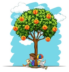 Number one to ten on leaves and flowers Royalty Free Vector