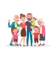 Big family portrait mother father daughter son Vector Image