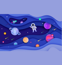 Cartoon space banner with purple planet surface Vector Image
