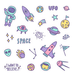 Outer space element set Royalty Free Vector Image