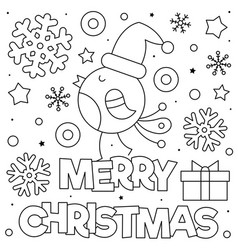 Merry christmas coloring page black and white Vector Image