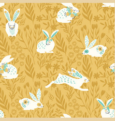 Seamless pattern with bunnies for easter Vector Image