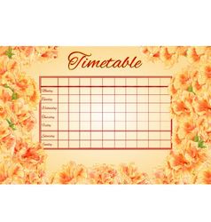 Timetable weekly schedule with pink roses Vector Image