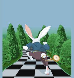 White rabbit running away Royalty Free Vector Image
