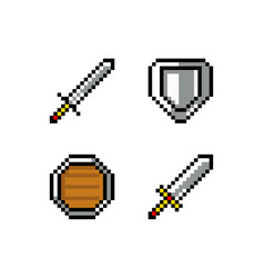 Pixel art 8 bit objects dinosaur snake dragon Vector Image