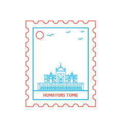 Madina mosque postage stamp blue and red line Vector Image