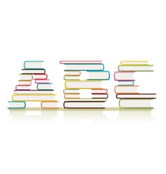Alphabet from stacks of multi colored books Vector Image