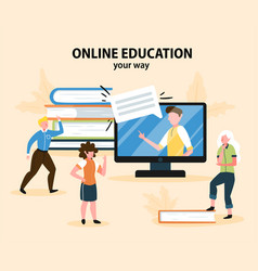 Students webinar computer school digital seminar Vector Image