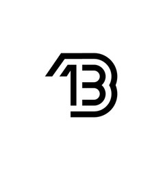 Black letter b ib and number 13 initial logo icon Vector Image