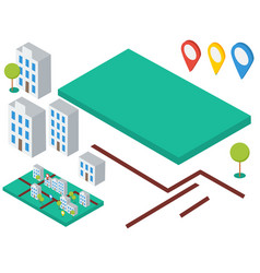 Isometric elements for map buildings trees gps Vector Image
