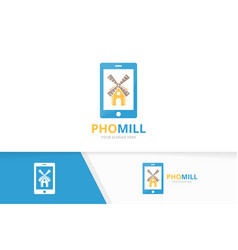 Mill and phone logo combination farm and Vector Image