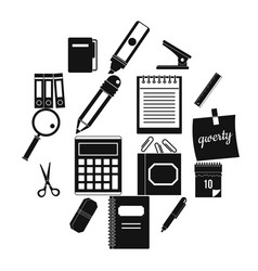 Stationery symbols icons many colors set Vector Image