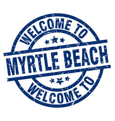 Welcome to myrtle beach blue stamp Royalty Free Vector Image