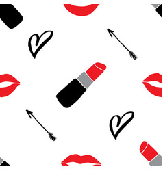 Lipstick seamless pattern hand drawn fashion Vector Image