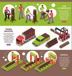 Isometric woodworking horizontal infographics Vector Image