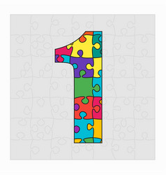Color puzzle number - 1 one gigsaw piece Vector Image
