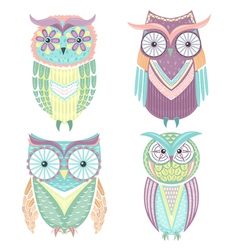 Bright owls set Royalty Free Vector Image - VectorStock