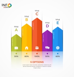 Column chart infographic template 5 options Vector Image