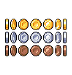 Set 8-bit pixel graphics icons isolated Royalty Free Vector