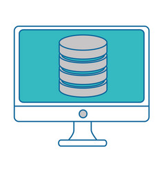 Monitor computer with data disk Royalty Free Vector Image