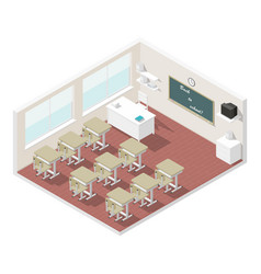 Isometric computer lab classroom Royalty Free Vector Image
