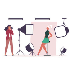 Stylized cartoon female photographer Royalty Free Vector