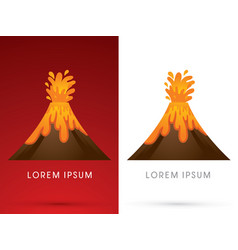 Volcano eruption and lava drawing Royalty Free Vector Image
