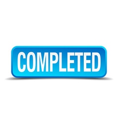 Completed blue 3d realistic square isolated button