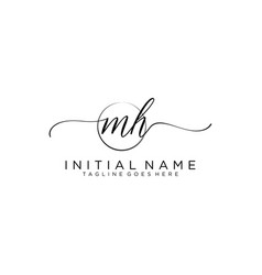 Mh initial handwriting logo design Royalty Free Vector Image