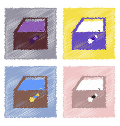 Flat icon design collection car door in hatching Vector Image