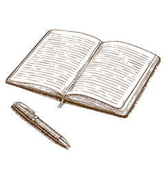 Notebook with pencil and bookmarks Royalty Free Vector Image