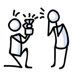 Hand drawn stick figure proposal pose concept of Vector Image